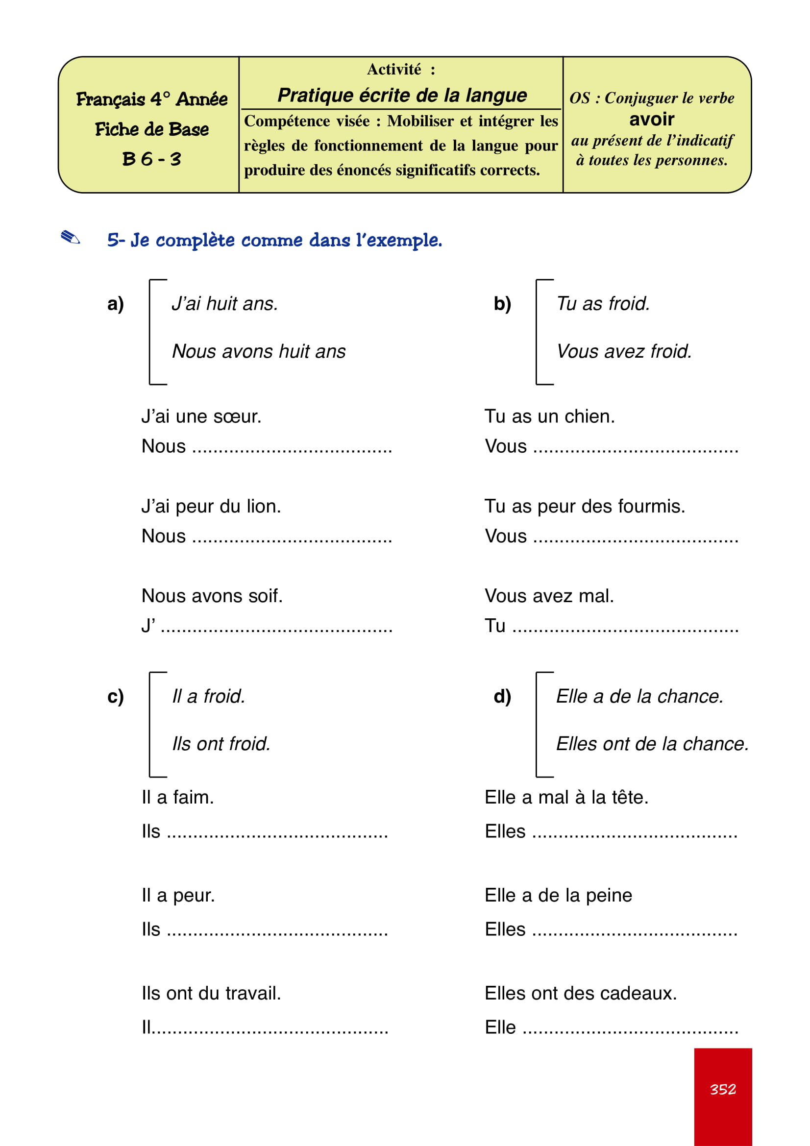 Fichier Classe 4ème Français - مدرستنا