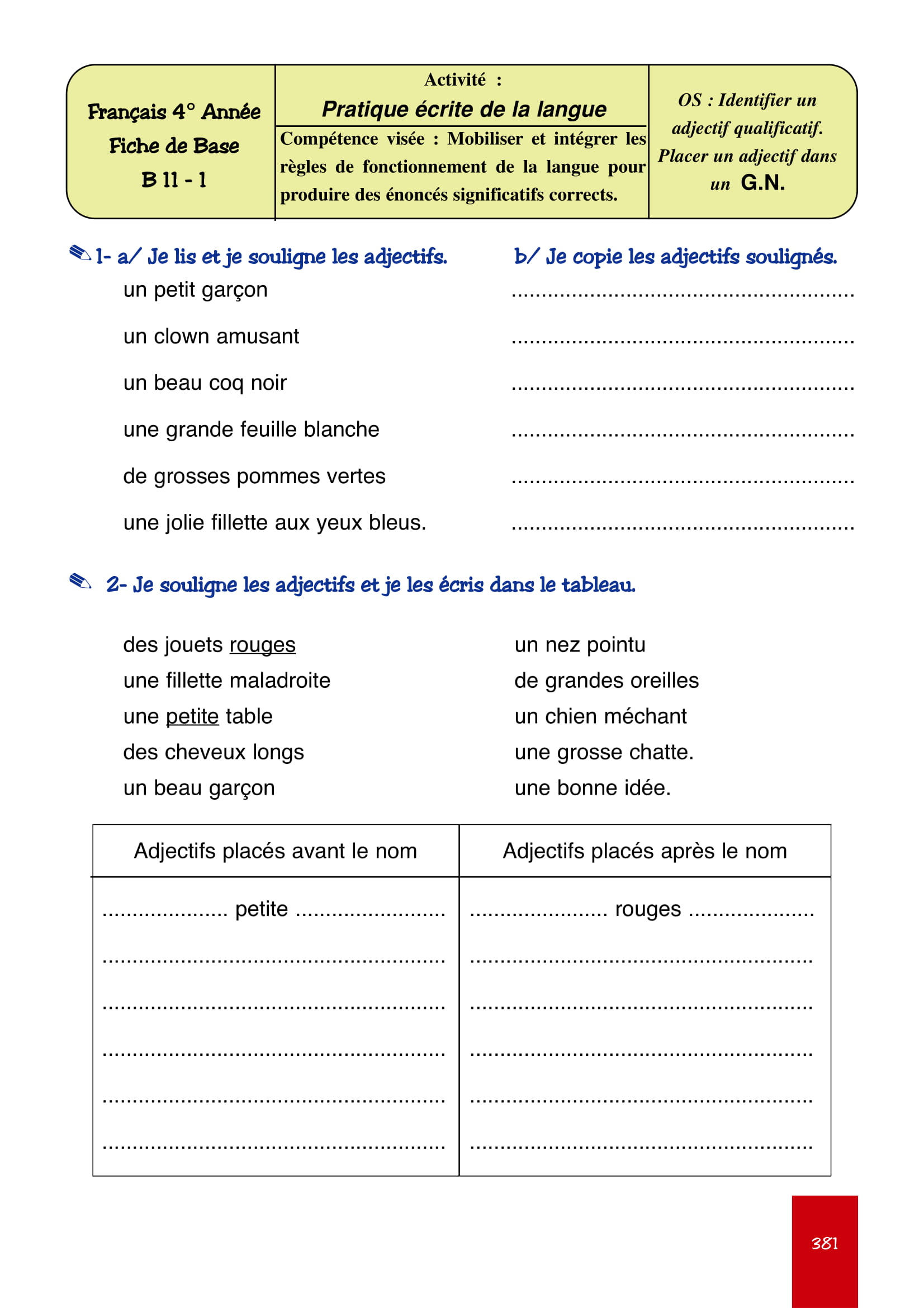 Fichier Classe 4ème Français - مدرستنا