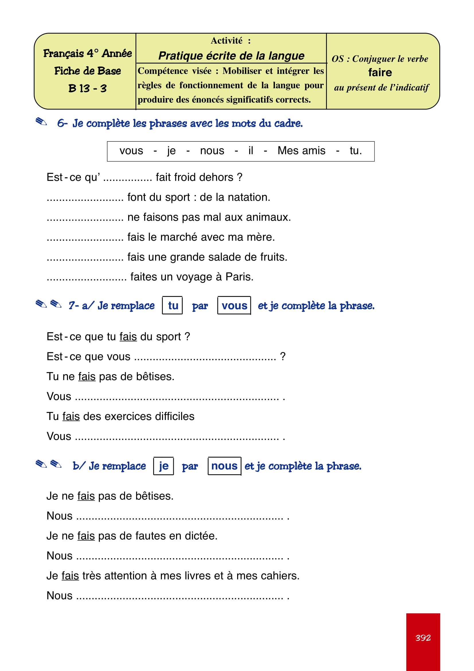 Fichier Classe 4ème Français - مدرستنا