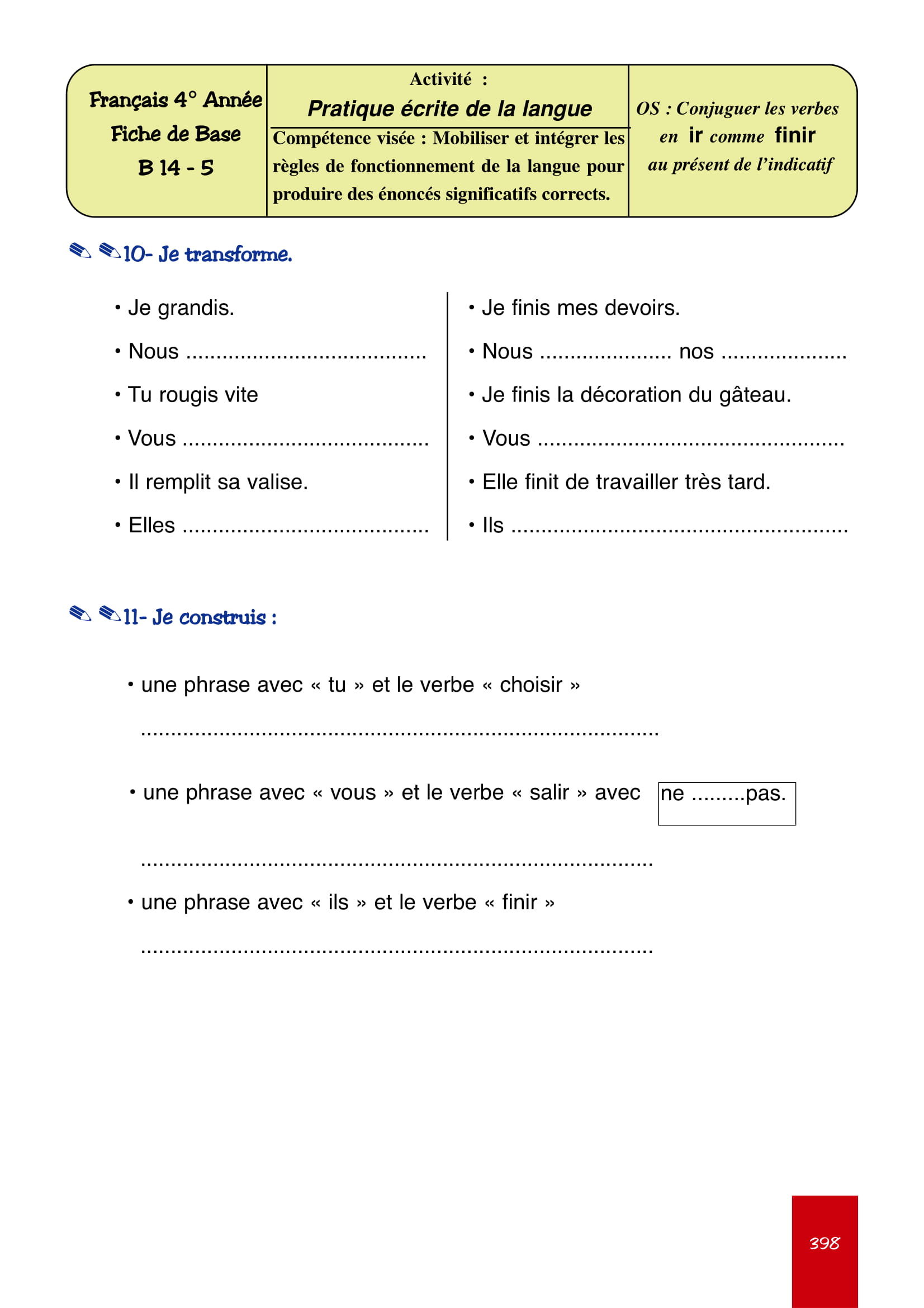 Fichier Classe 4ème Français - مدرستنا