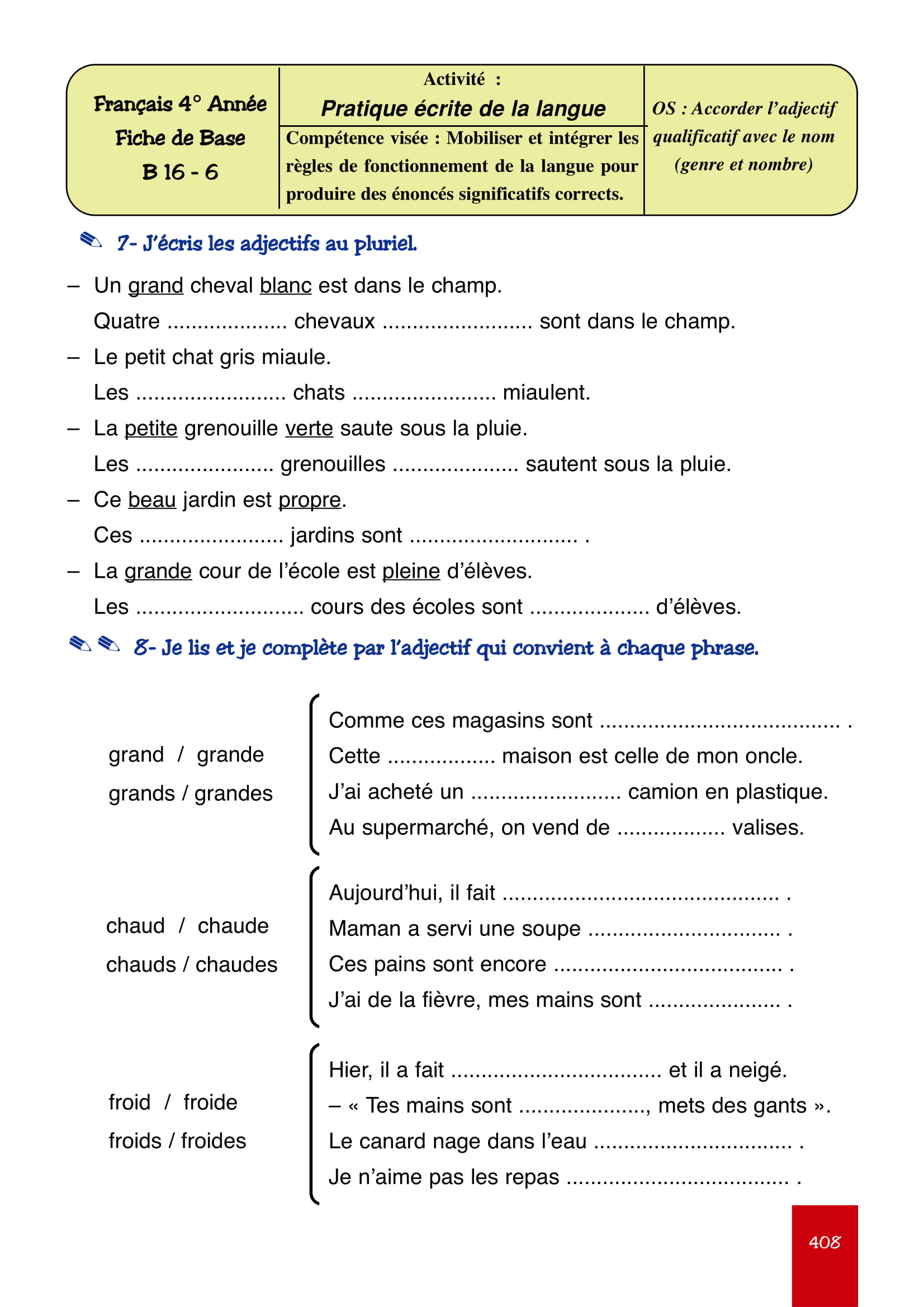 Fichier Classe 4ème Français - مدرستنا